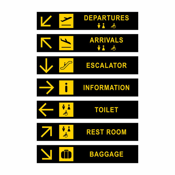 Airport Signage Wallpaper Pack - Directional & Informational Wall Deca ...
